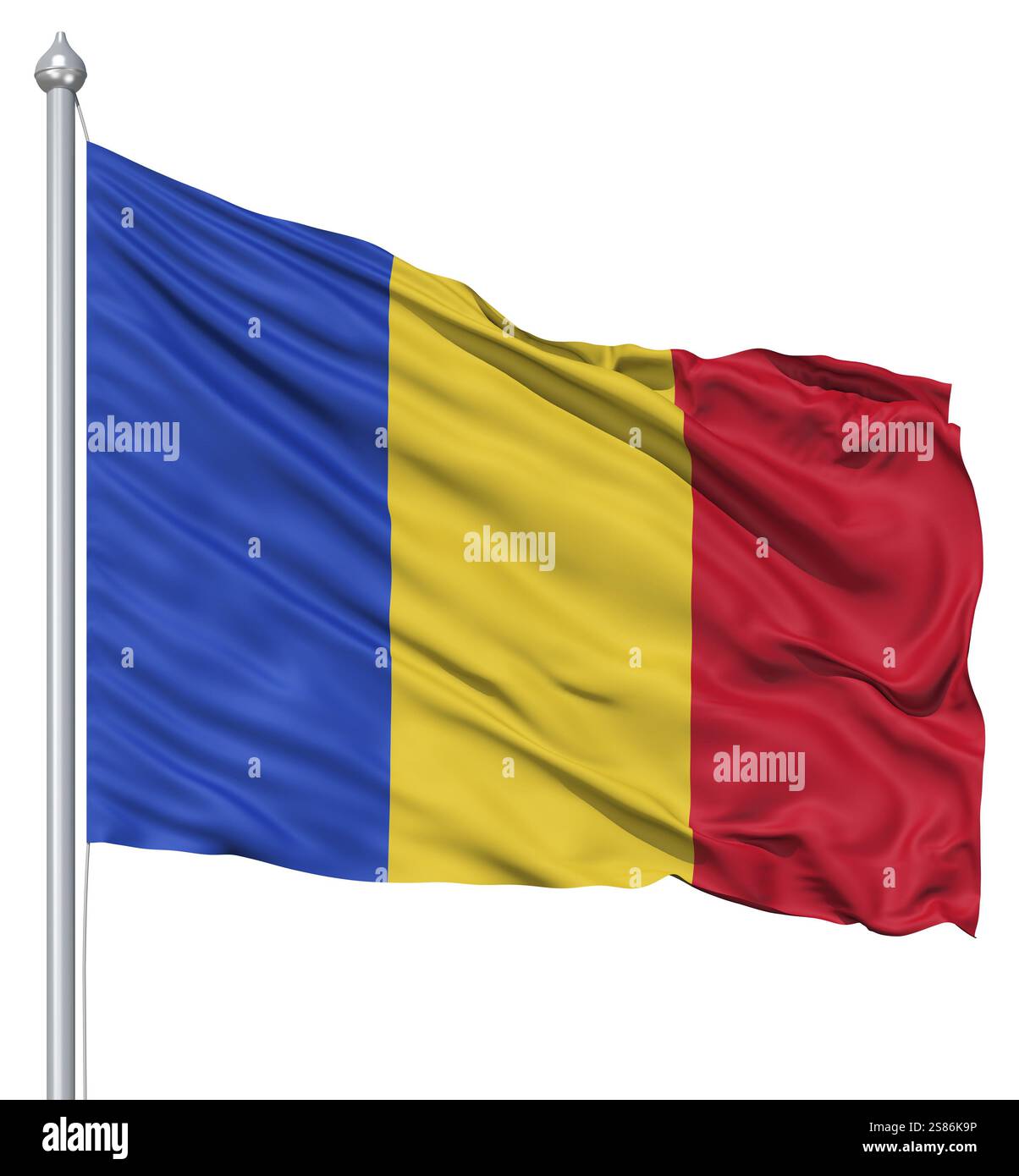 Flag romania waving in wind Cut Out Stock Images & Pictures - Alamy