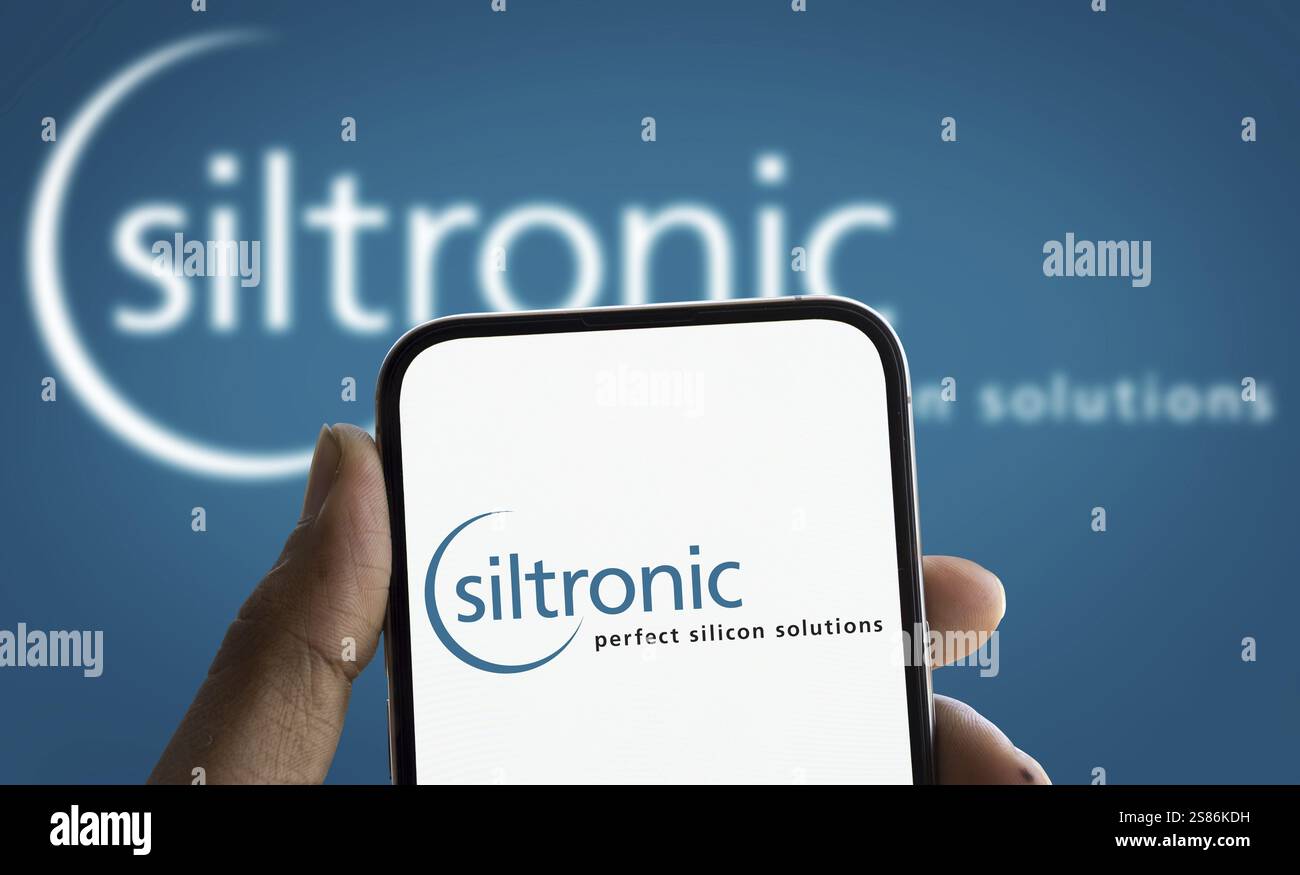 Dhaka, Bangladesh- Siltronic AG logo is displayed on smartphone. is a manufacturer of wafers ...