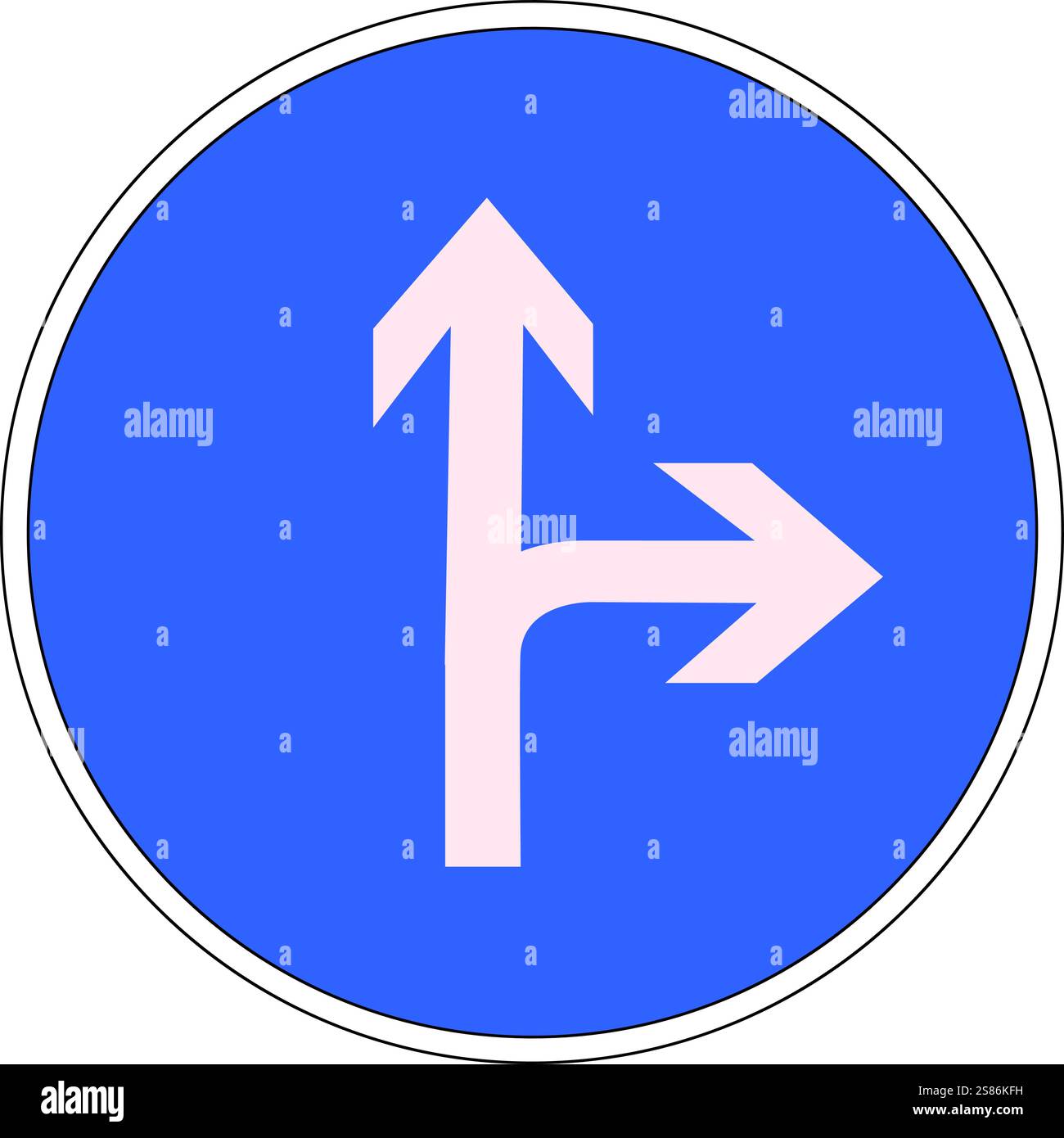 Road sign: Compulsory right turn or straight ahead at next intersection Stock Vector Image & Art ...