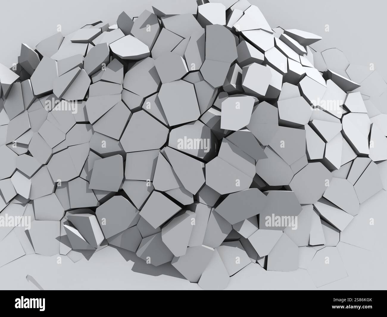3d illustration of a crumbling concrete wall Stock Photo - Alamy