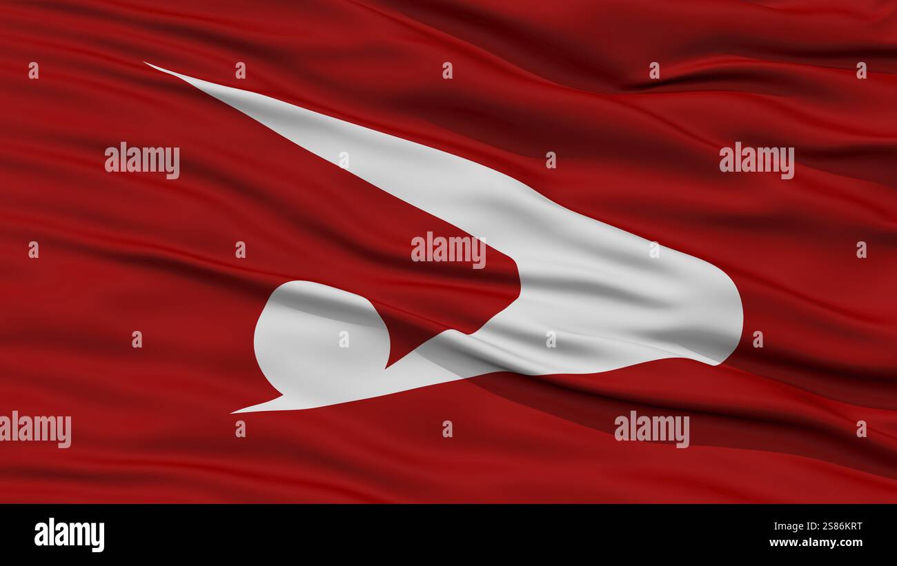 Closeup Akita Japan Prefecture Flag, Waving in the Wind, High ...