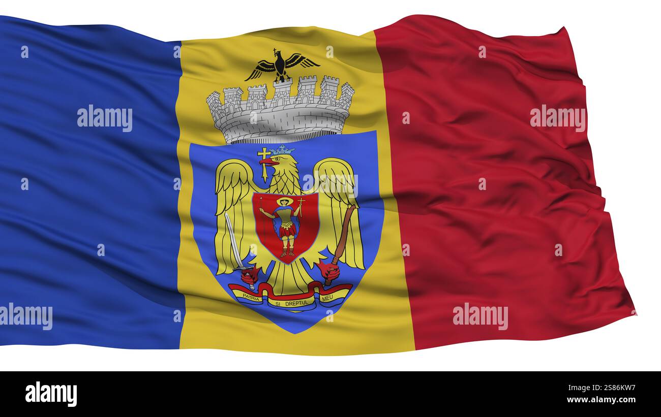 Isolated Bucharest City Flag, Capital City of Romania, Waving on White ...