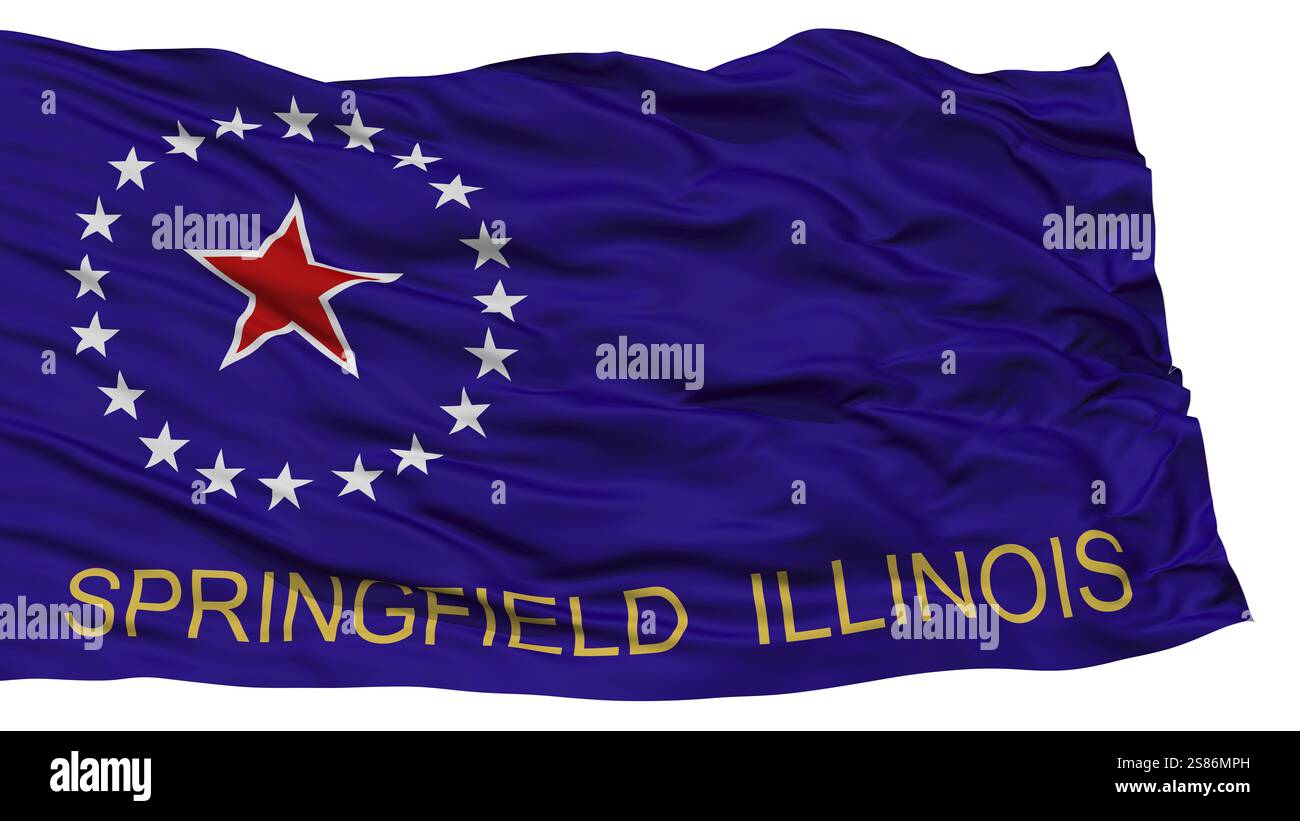 Isolated Springfield Flag, Capital of Illinois State, Waving on White ...