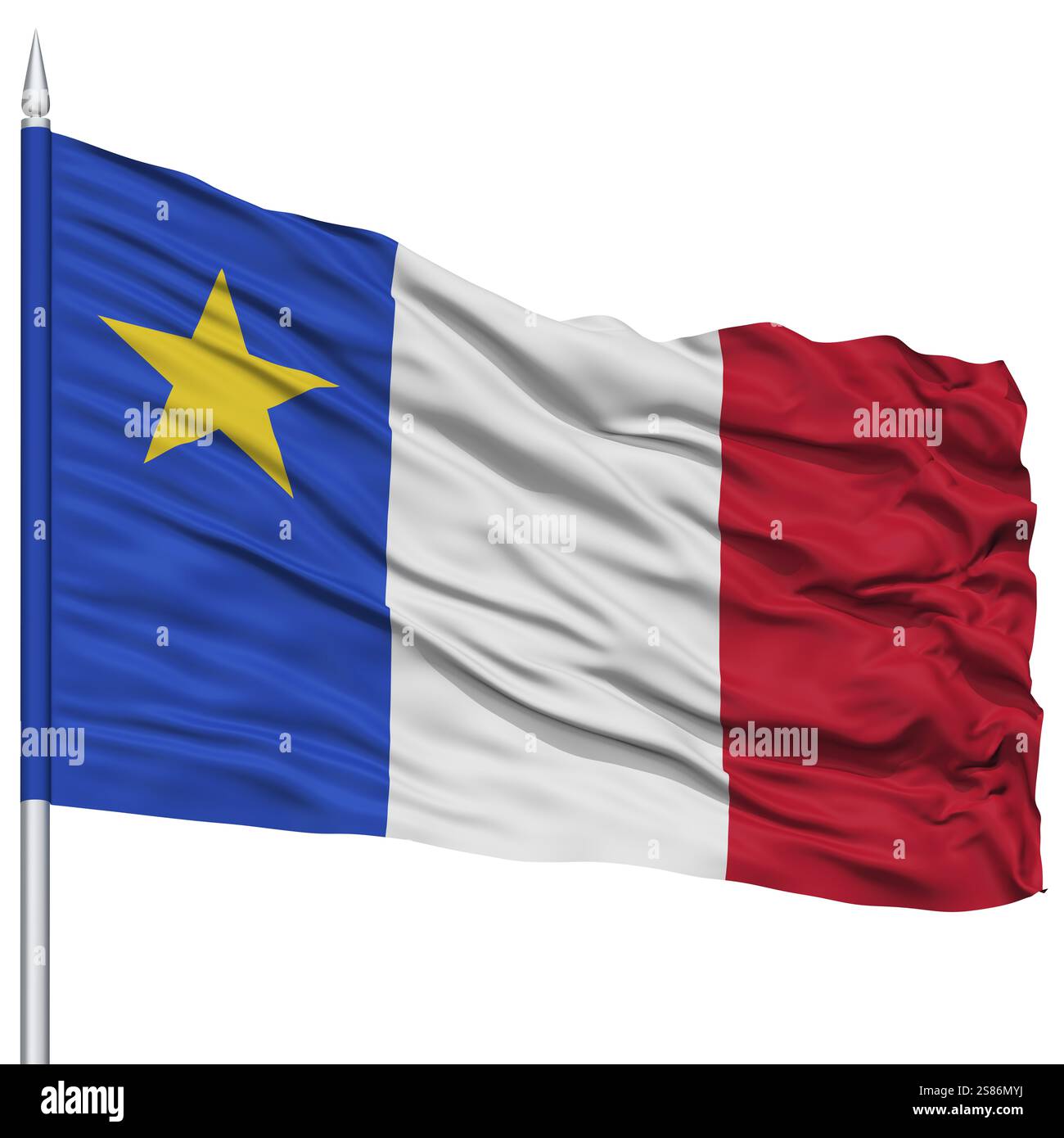 Acadia Madawaska City Flag on Flagpole, Maine State, Flying in the Wind ...