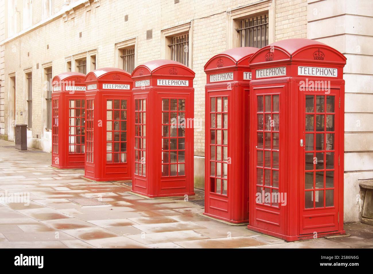 An image of famous red phone boxes in London Stock Photo - Alamy