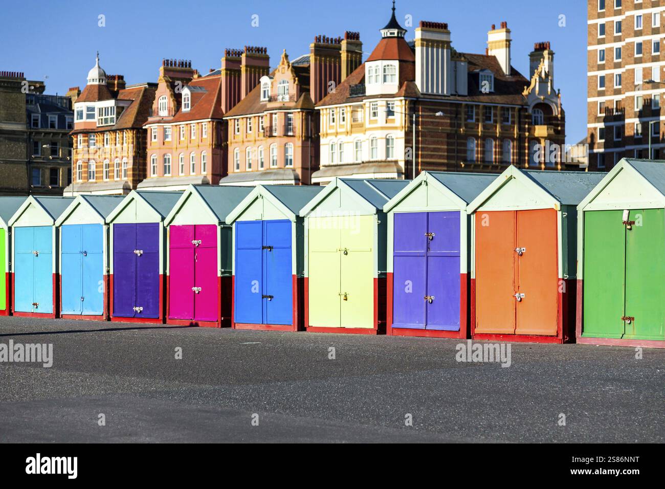 An image of the beautiful UK Brighton beach huts Stock Photo - Alamy