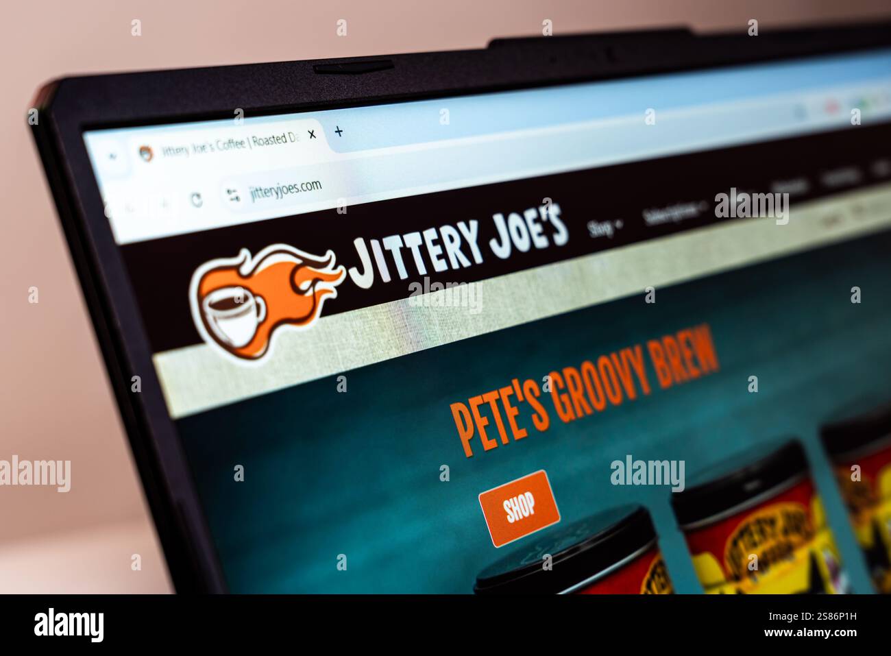 New York, USA - January 20, 2025: Jittery Joe's Coffee Roasters website ...