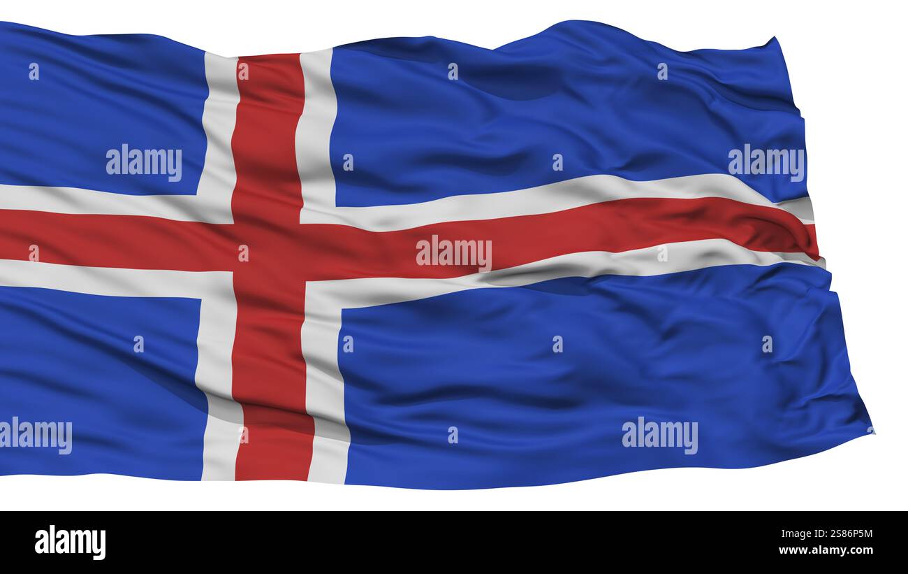 Isolated Iceland Flag, Waving on White Background, High Resolution ...