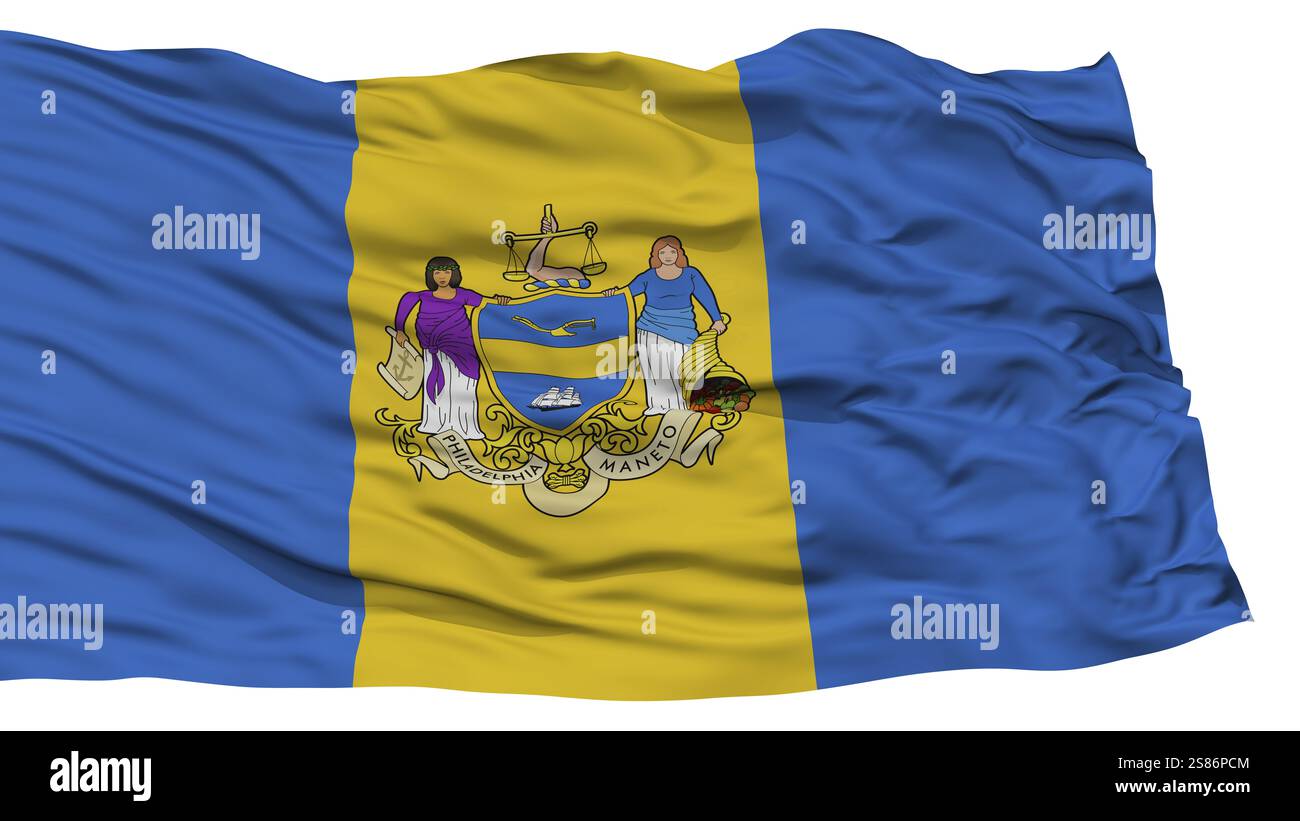 Isolated Philadelphia City Flag, City of Pennsylvania State, Waving on ...