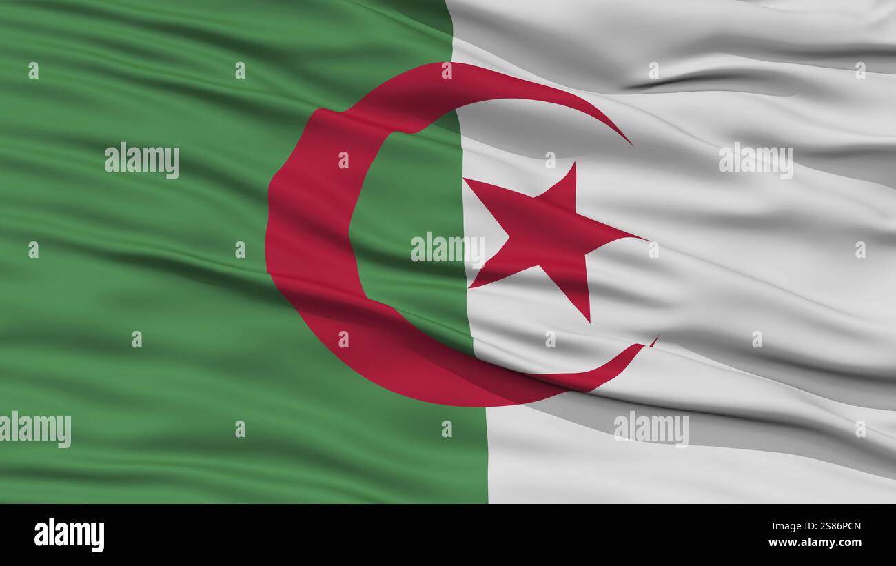 Closeup Algeria Flag, Waving in the Wind, High Resolution Stock Photo ...