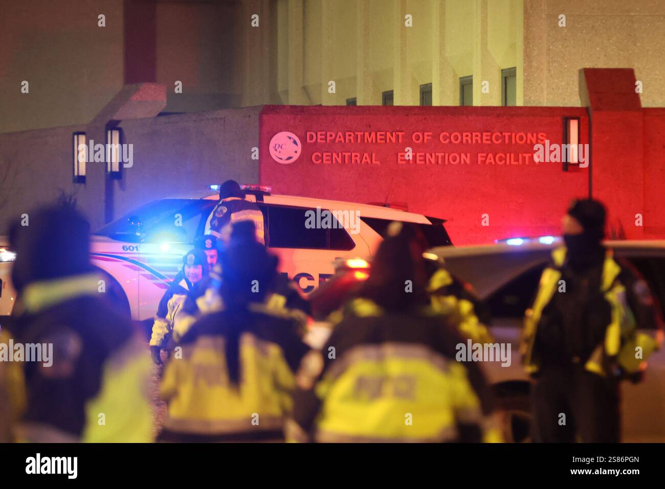 Washington, DC, USA. 21st Jan, 2025. DC Metro Police on standby as supporters await the release ...