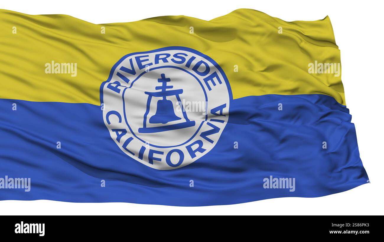 Isolated Riverside City Flag, City of California State, Waving on White ...