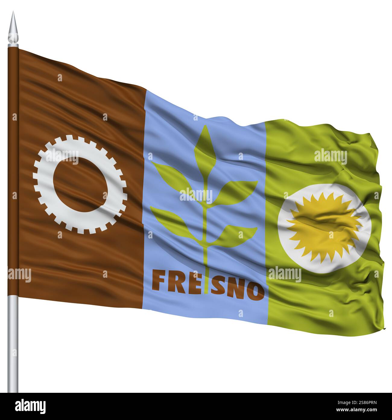Fresno City Flag on Flagpole, California State, Flying in the Wind ...