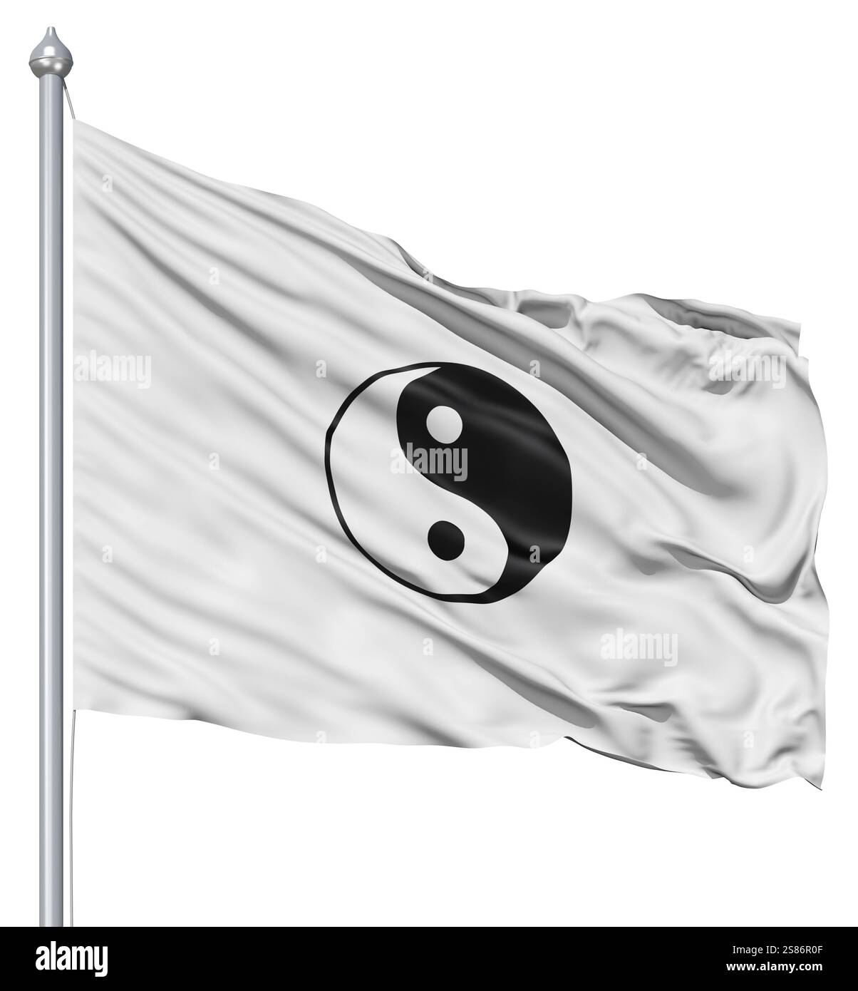 Realistic 3d flag of Yin Yang fluttering in the wind Stock Photo - Alamy