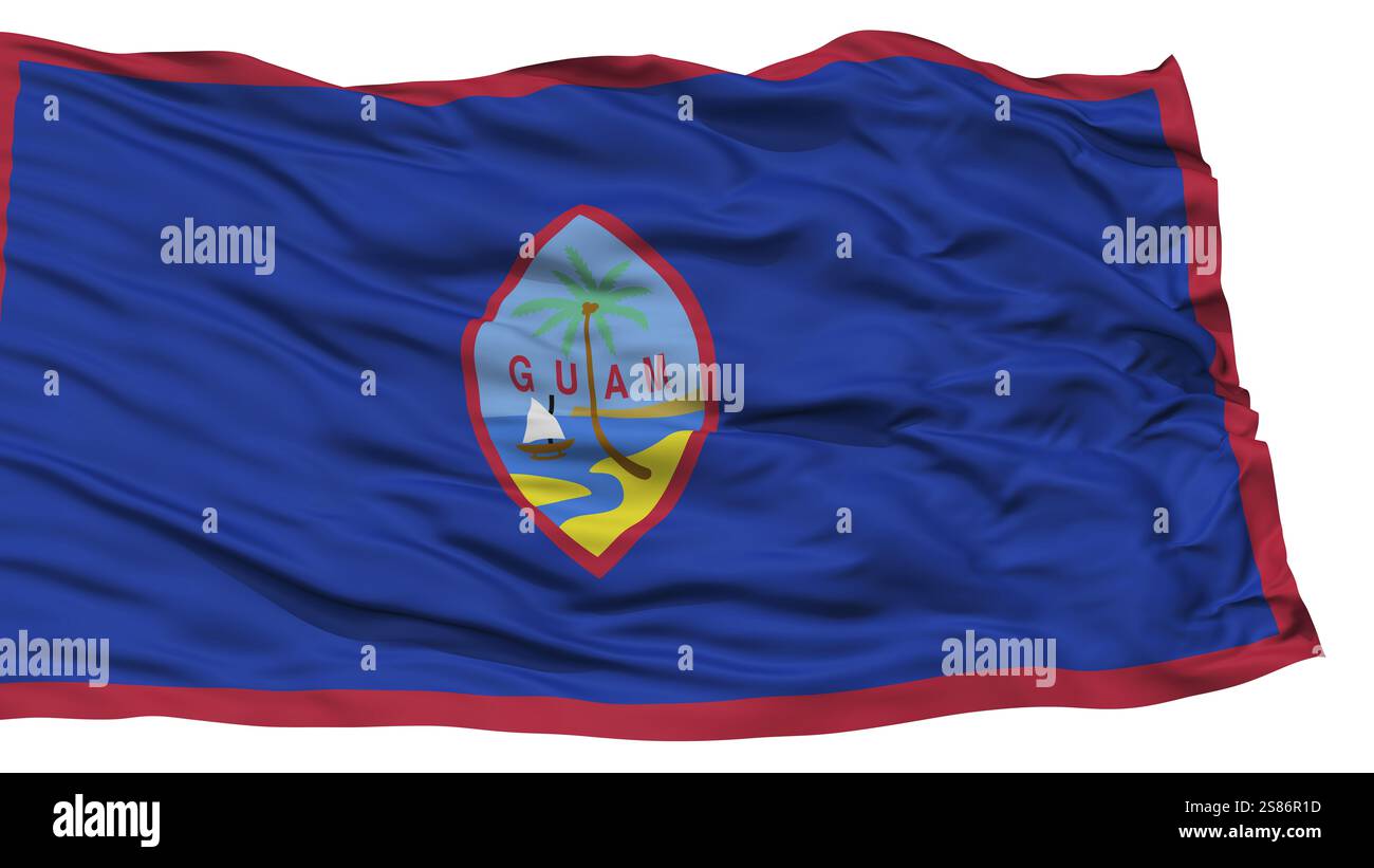 Isolated Guam Flag, USA state, Waving on White Background, High ...