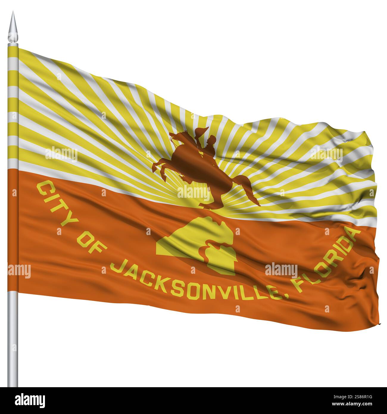 Jacksonville City Flag on Flagpole, Florida State, Flying in the Wind ...