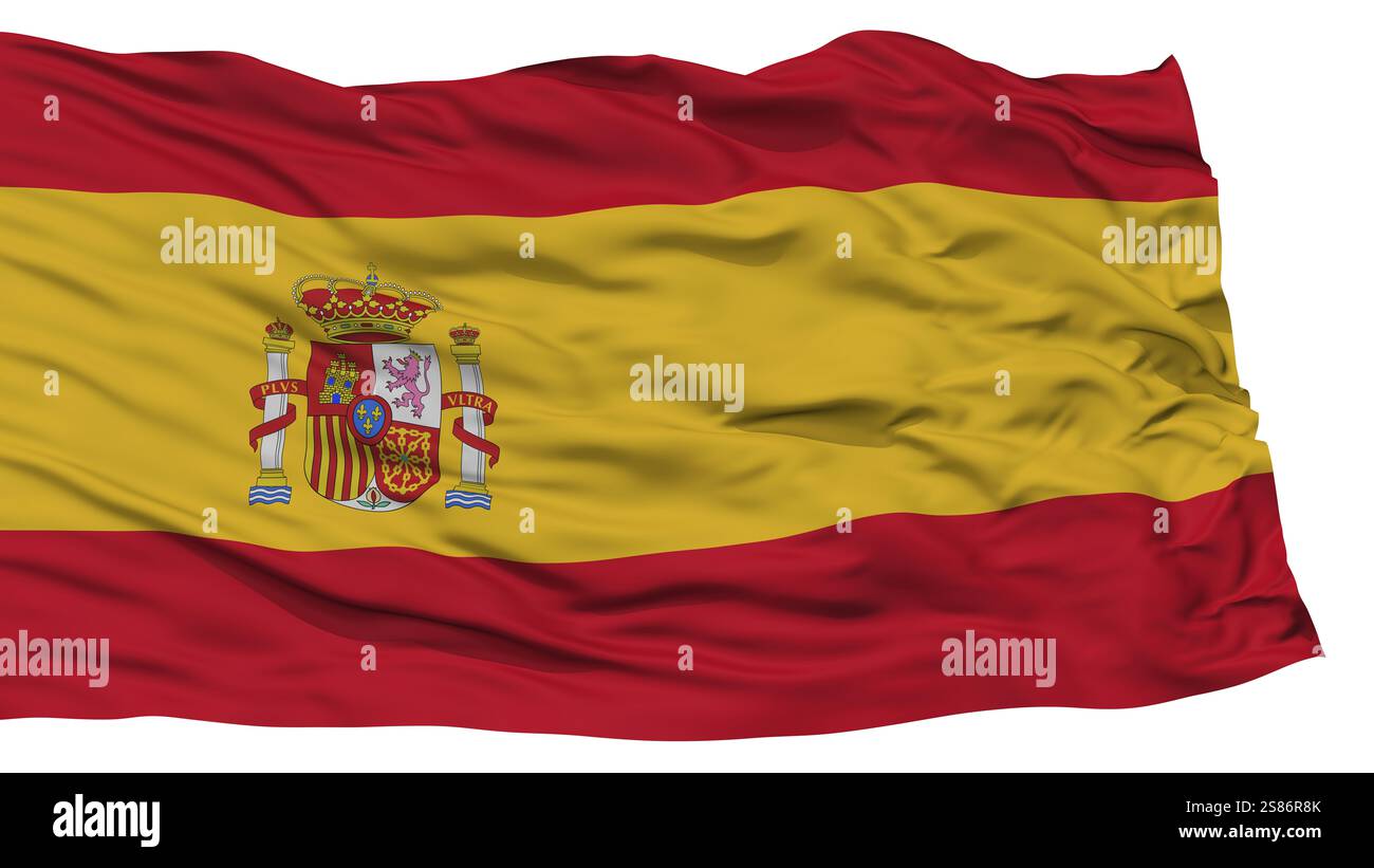 Isolated Spain Flag, Waving on White Background, High Resolution Stock ...