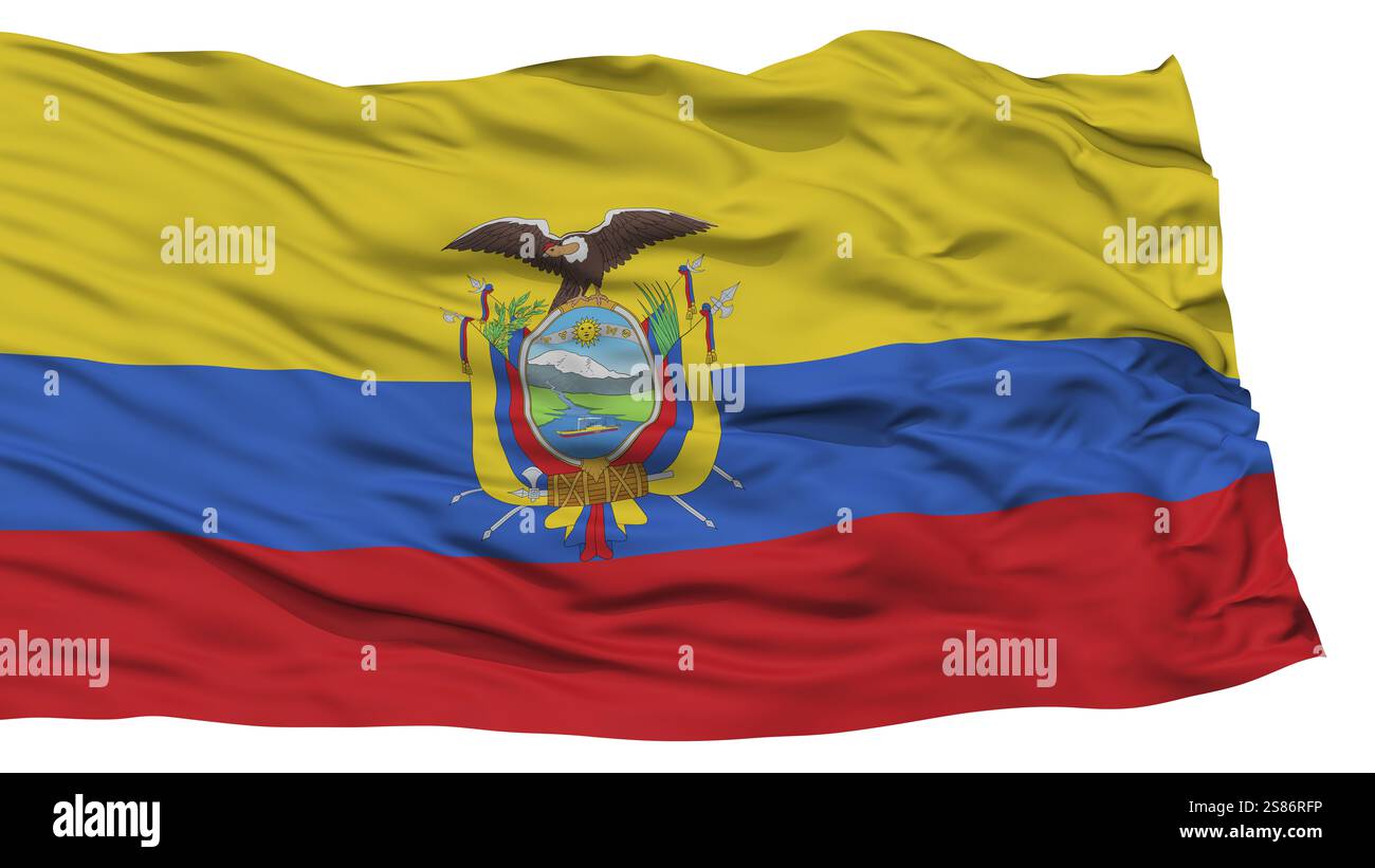 Isolated Ecuador Flag, Waving on White Background, High Resolution ...