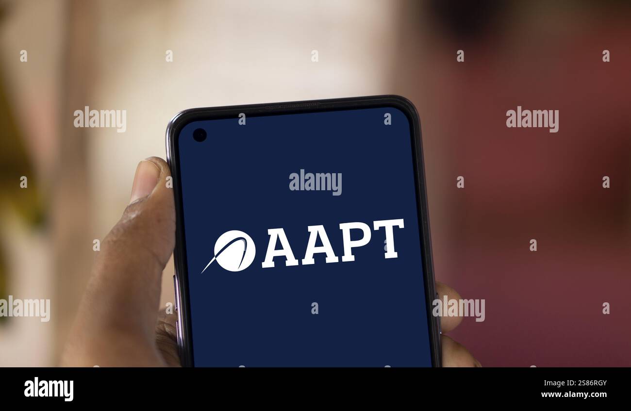 Dhaka, Bangladesh- 18 jan 2025, AAPT logo is displyed on smartphone. AAPT is a fixed-line ...