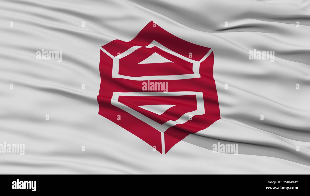 Closeup of Kochi Flag, Capital of Japan Prefecture, Waving in the Wind ...