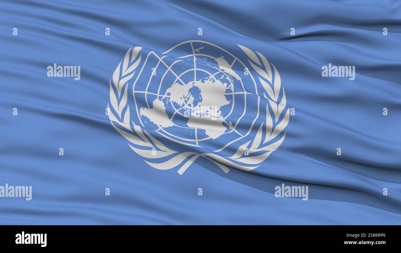 Closeup United Nations Flag, Waving in the Wind, High Resolution Stock ...
