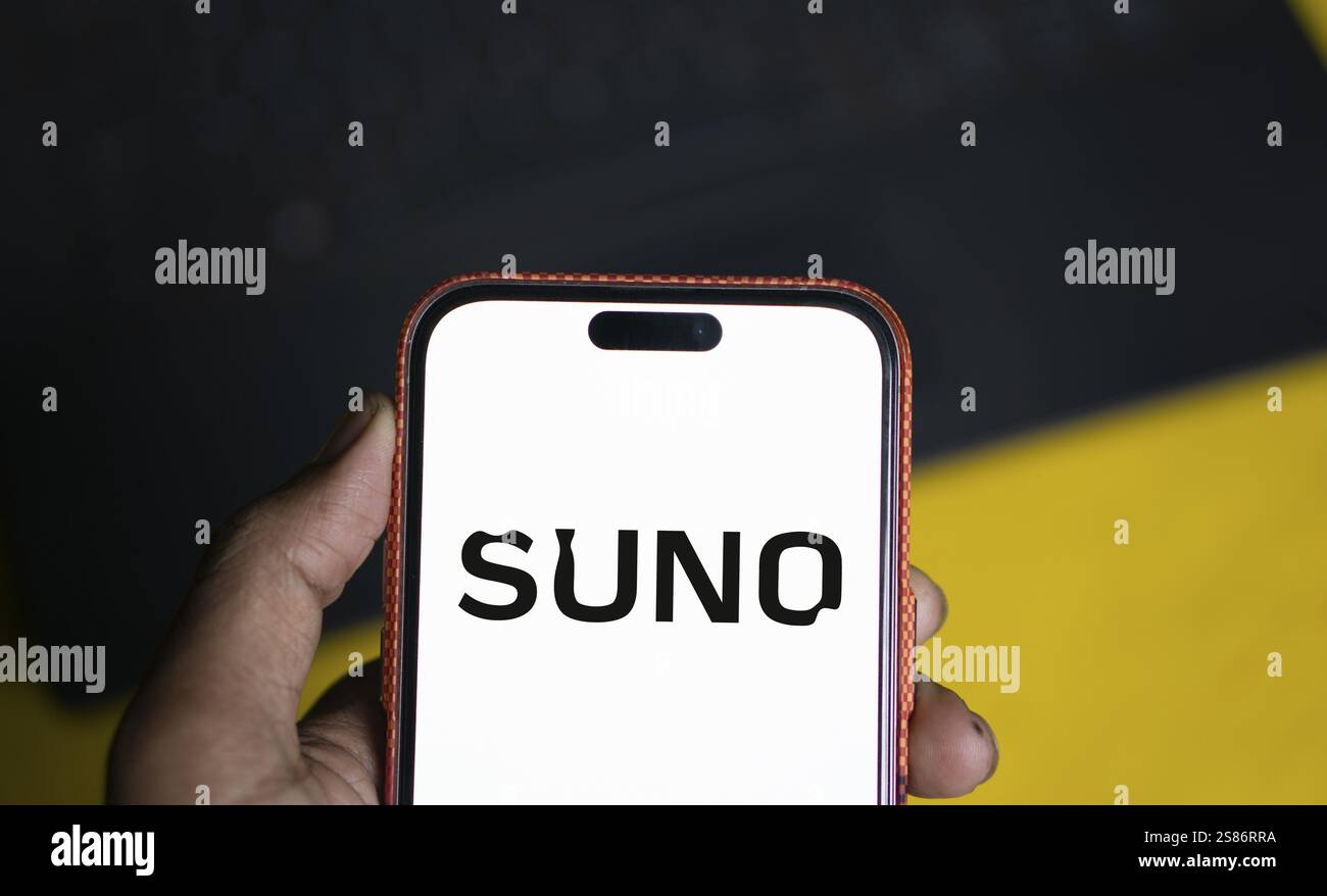 Dhaka, Bangladesh- 20 Jan 2025: suno logo is displayed on smartphone ...
