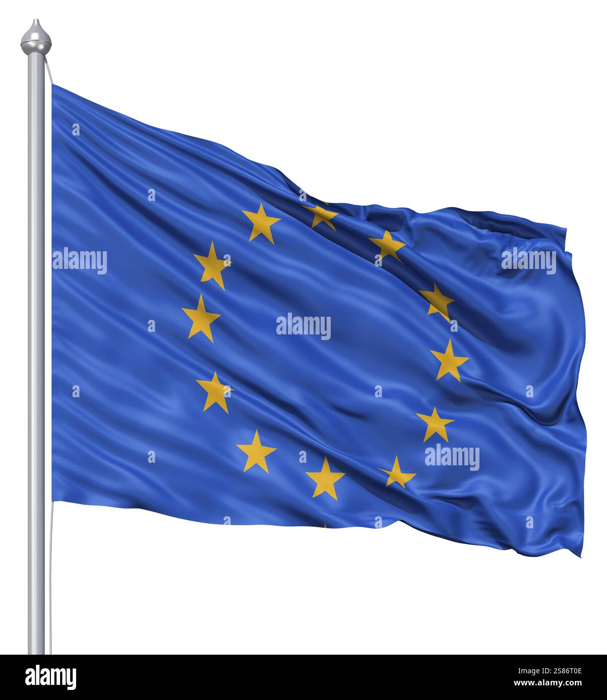 Realistic 3d flag of Europe fluttering in the wind Stock Photo - Alamy
