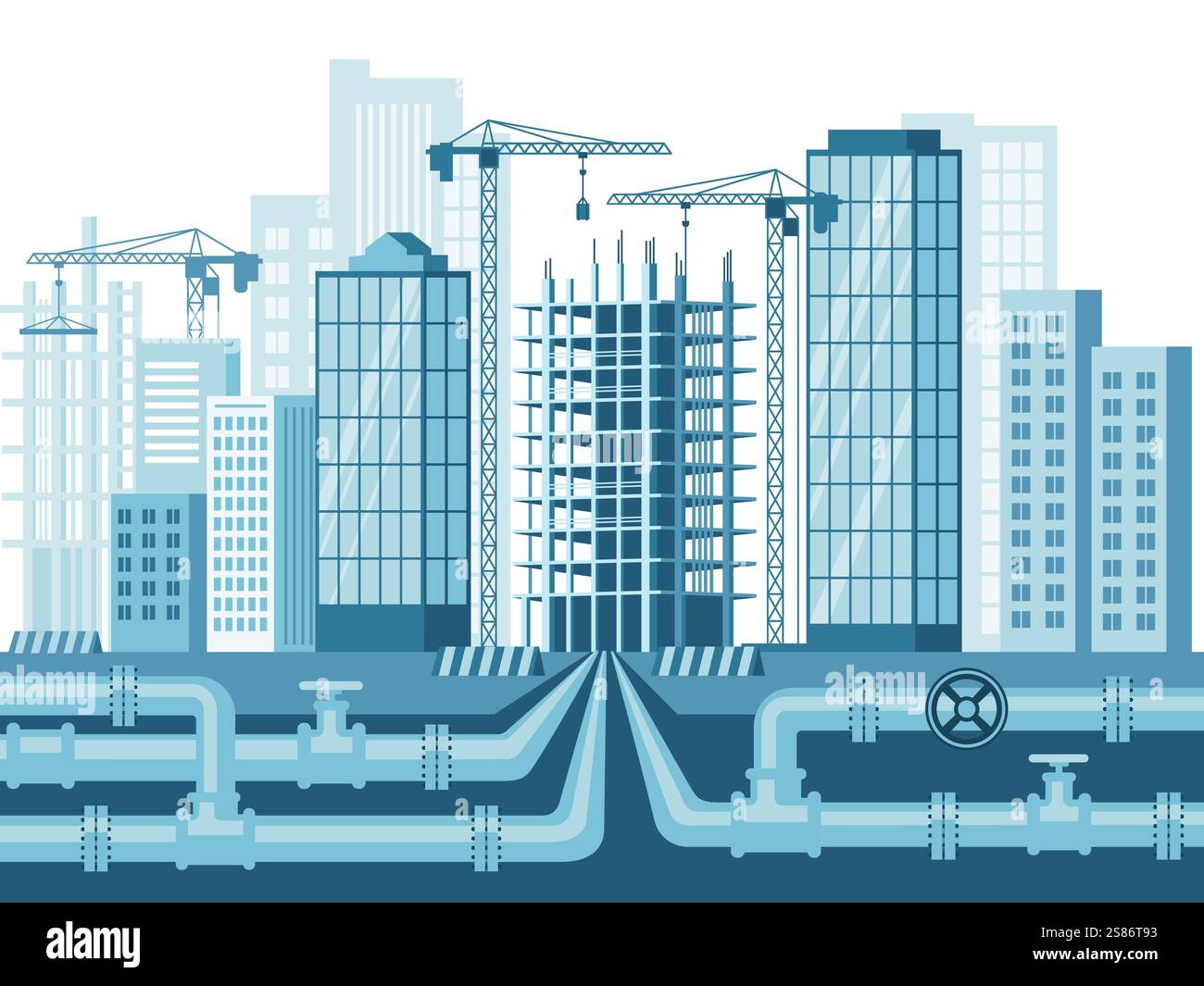 Modern skyscraper under construction crane Stock Vector Images - Alamy