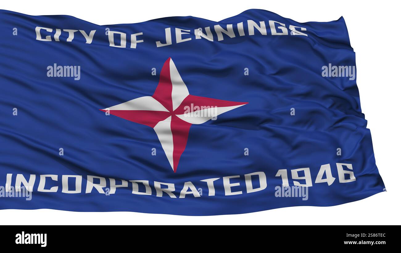 Isolated Jennings City Flag, City of Missouri State, Waving on White ...