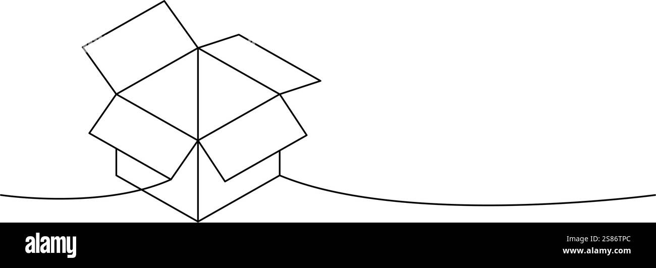 Package box one line continuous drawing. Cargo box. Vector illustration ...