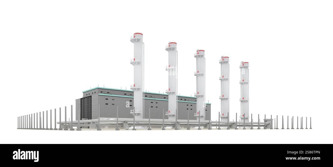 Building with pipes on a white background Stock Photo - Alamy