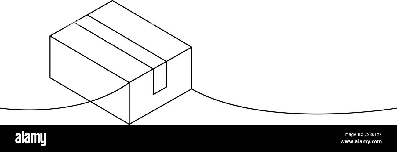 Delivery box one line continuous drawing. Storage box. Vector ...