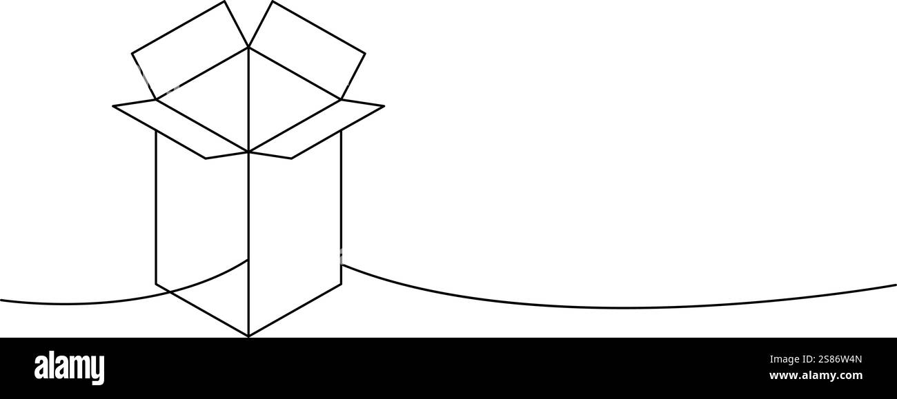 Cardboard box one line continuous drawing. Carton delivery packaging ...