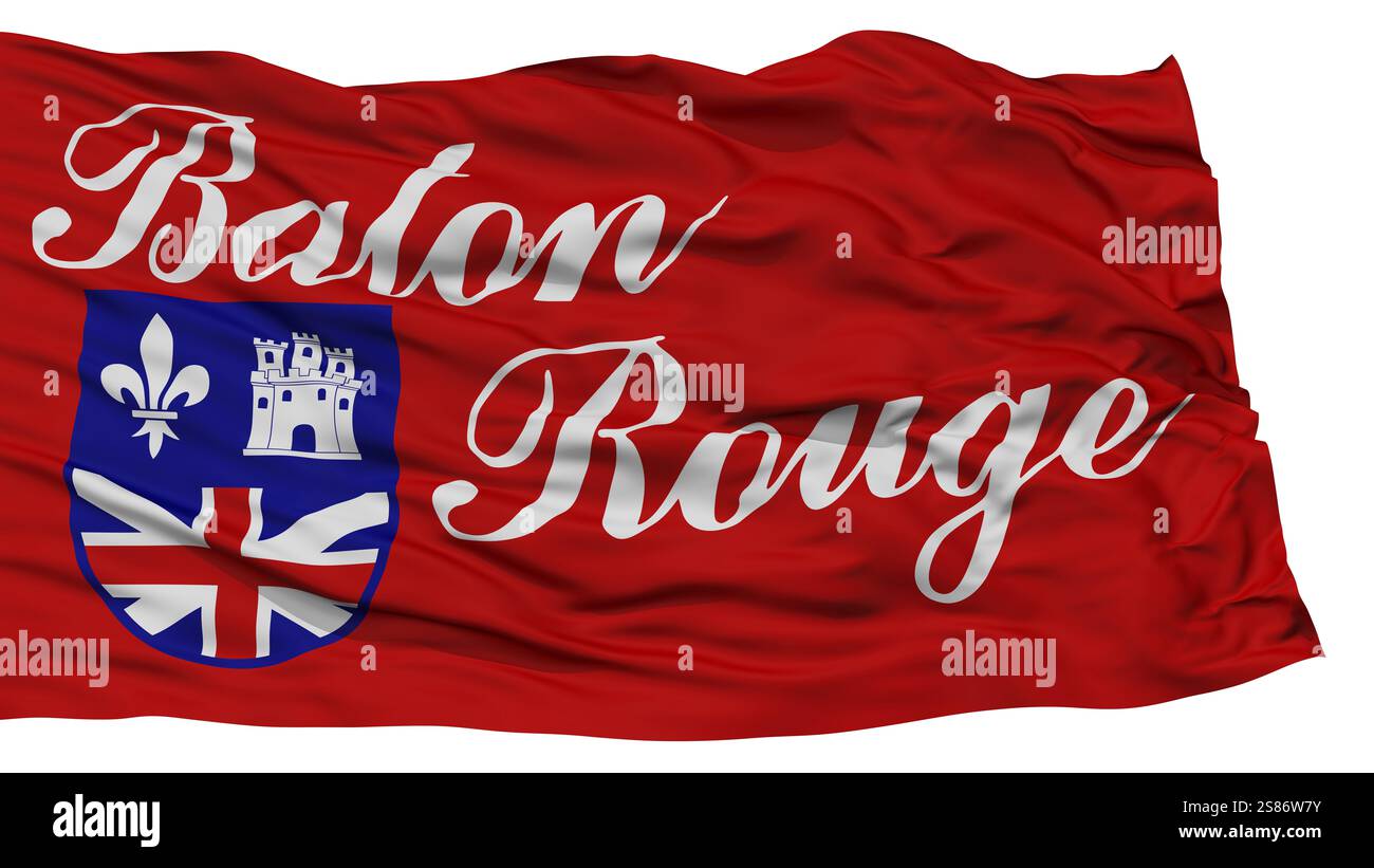 Isolated Baton Rouge Flag, Capital of Louisiana State, Waving on White ...