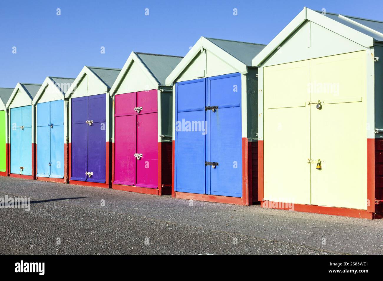 An image of the beautiful UK Brighton beach huts Stock Photo - Alamy