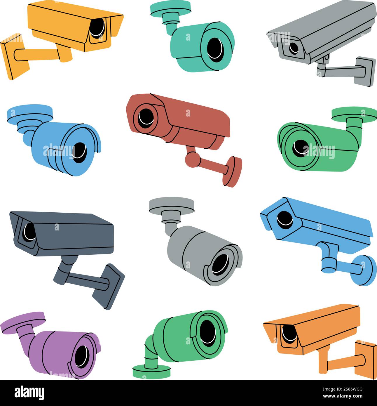 Security cameras. Safety home protection system. Vector illustration ...