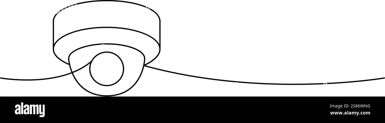 Fixed CCTV camera one line continuous drawing. Security surveillance ...