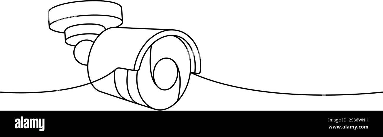 External CCTV camera one line continuous drawing. Video surveillance ...