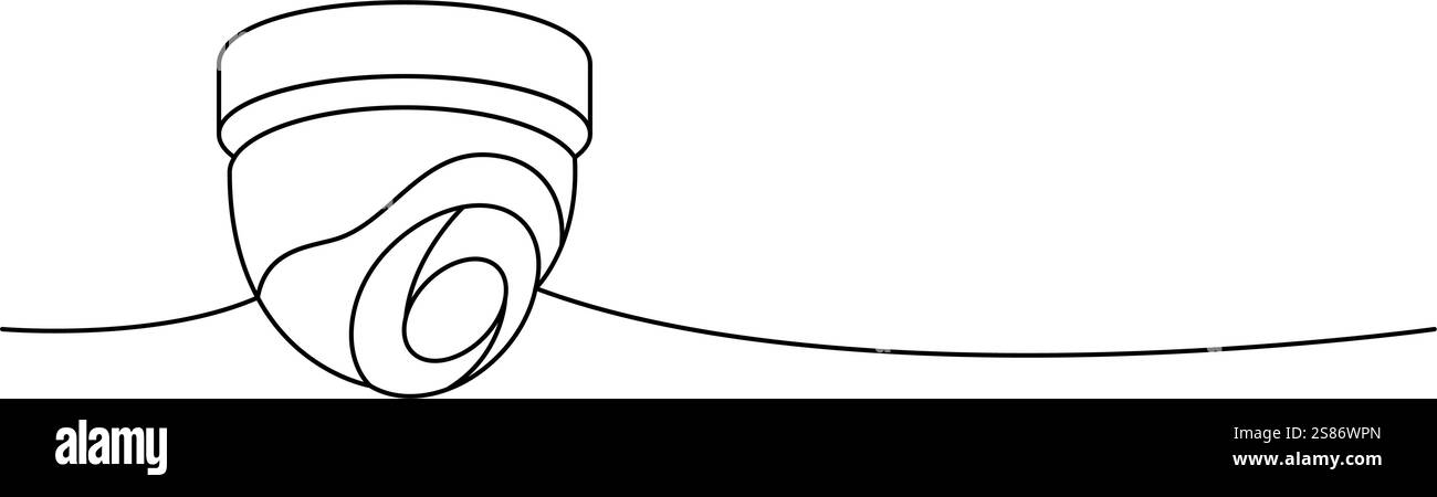 Fixed CCTV camera one line continuous drawing. Video surveillance ...
