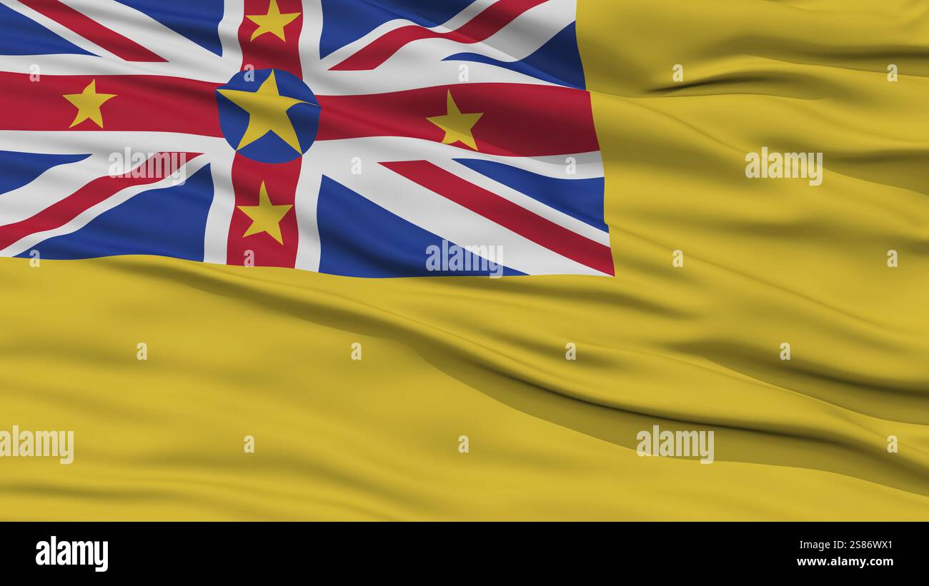Closeup Niue City Flag, Capital City of Alofi, Waving in the Wind Stock ...