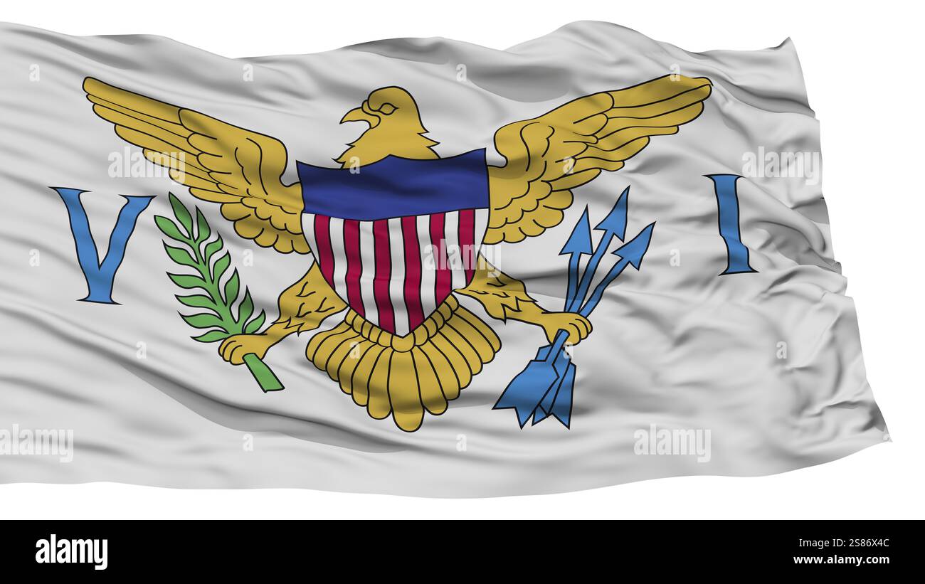 Isolated United States Virgin Islands Flag, USA state, Waving on White ...