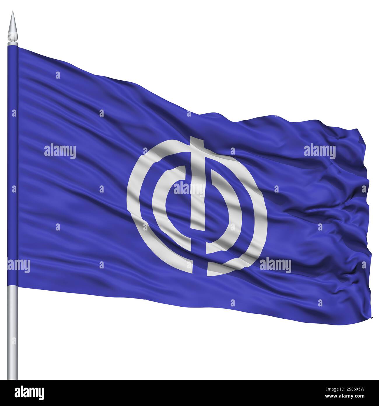 Naha Capital City Flag on Flagpole, Prefecture of Japan, Isolated on ...