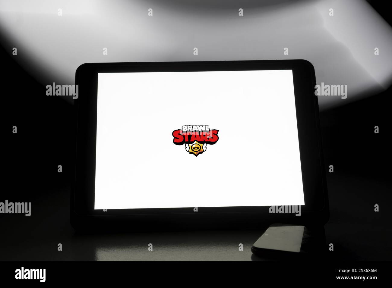 brawl stars logo is displayed on ipad. Brawl Stars is a multiplayer ...