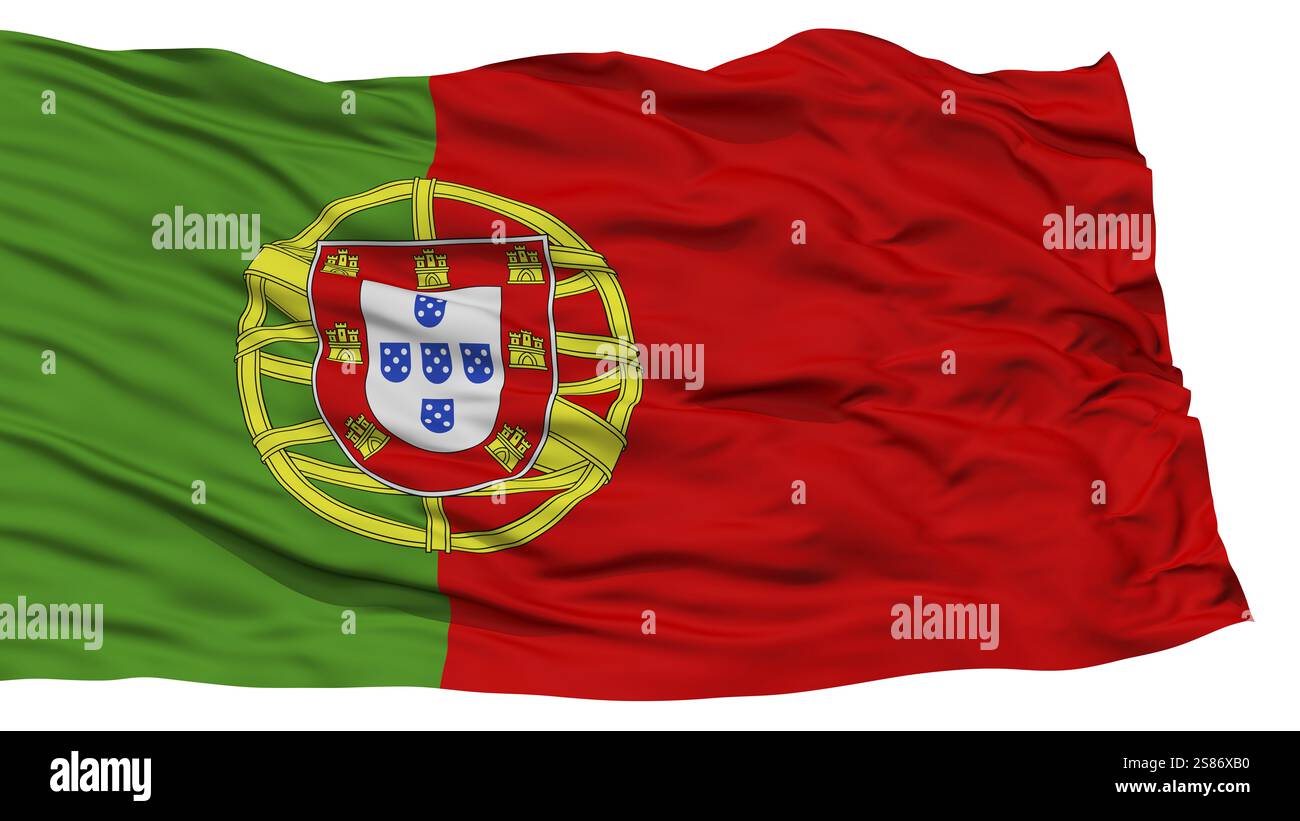 Isolated Portugal Flag, Waving on White Background, High Resolution ...