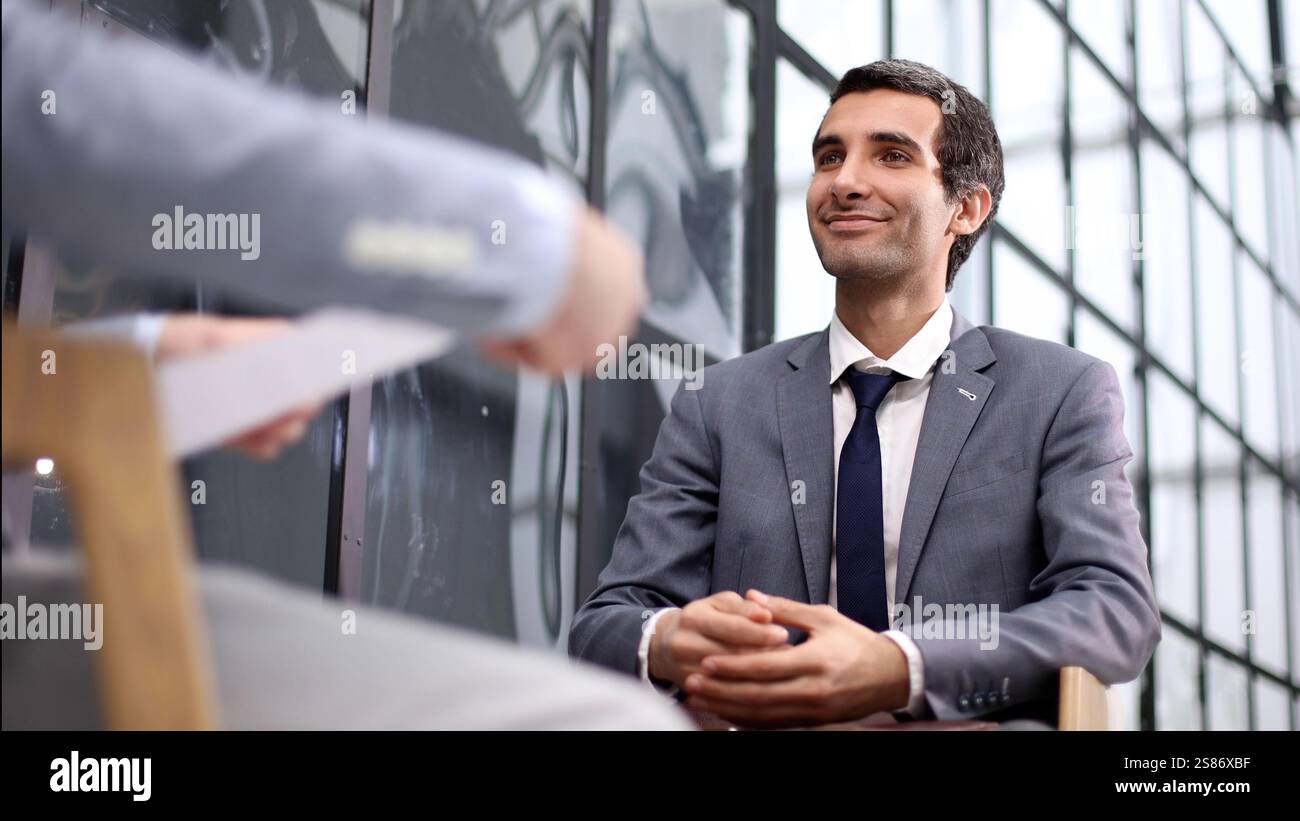 Raising a few important points in the signing of the treaty Stock Photo ...