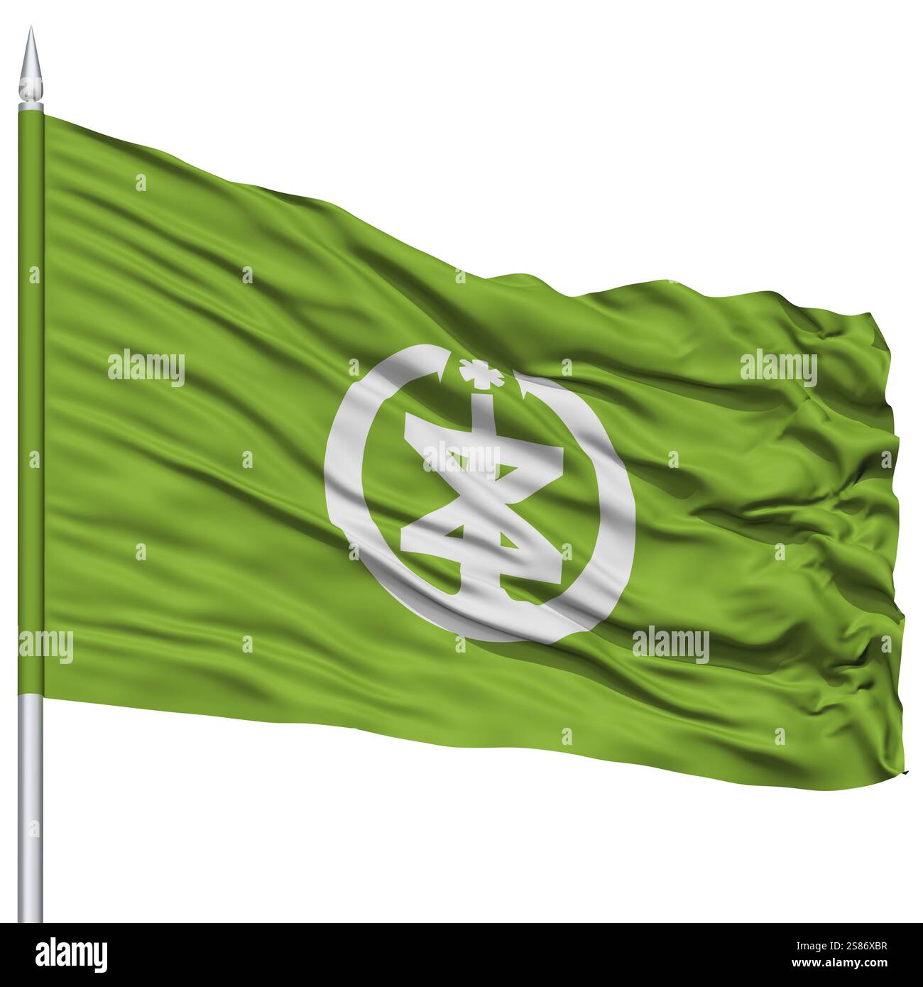 Niigata Capital City Flag on Flagpole, Prefecture of Japan, Isolated on ...