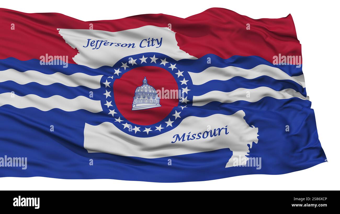 Isolated Jefferson City Flag, Capital of Missouri State, Waving on ...