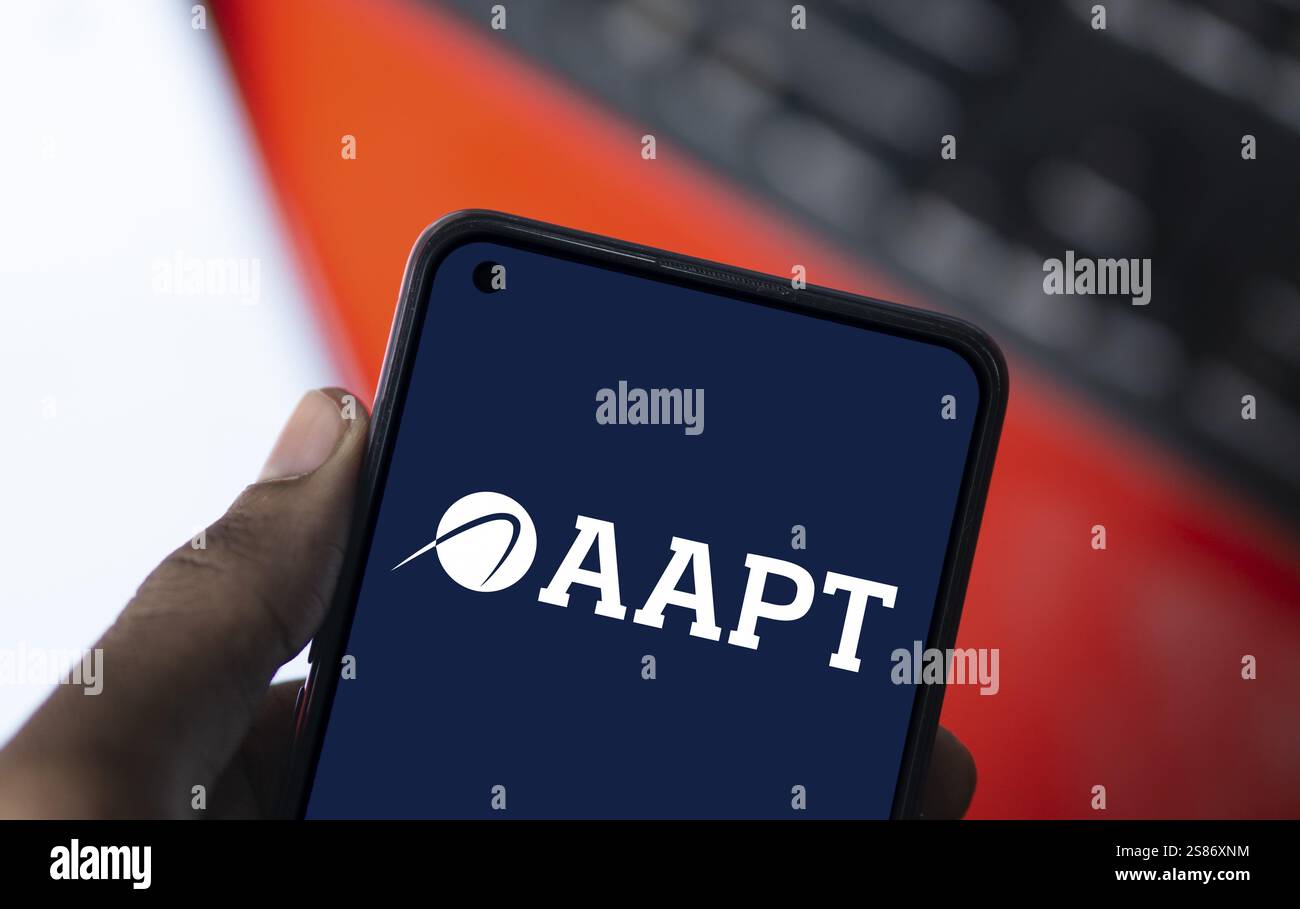 Dhaka, Bangladesh- 18 jan 2025, AAPT logo is displyed on smartphone ...