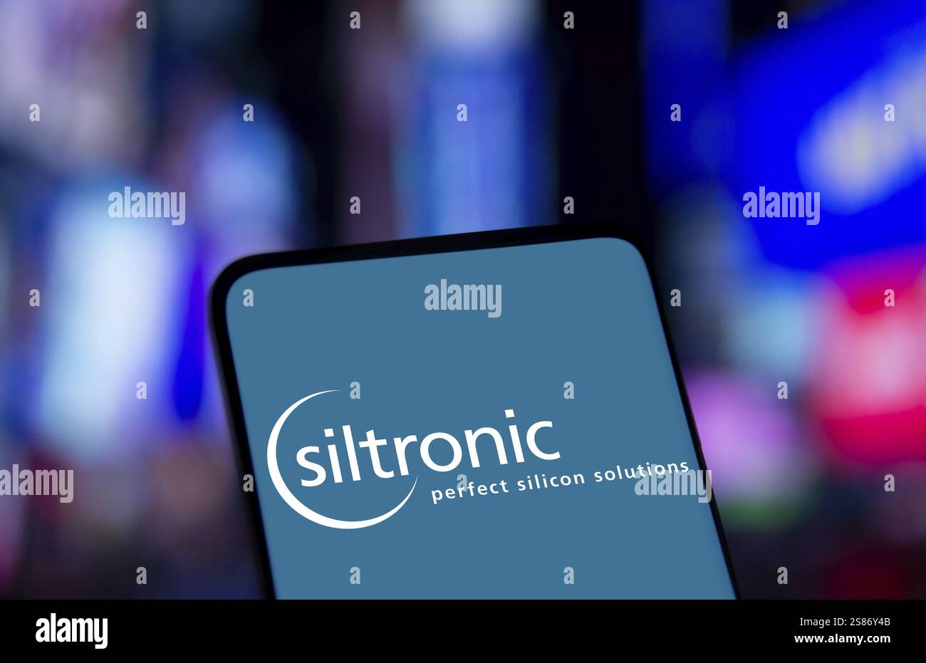 Dhaka, Bangladesh- Siltronic AG logo is displayed on smartphone. is a manufacturer of wafers ...