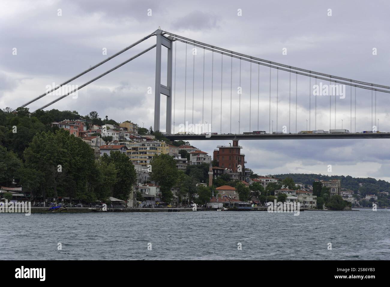 Bosphorus Bridge seen from below, Istanbul, Turkey, Asia, Large bridge ...
